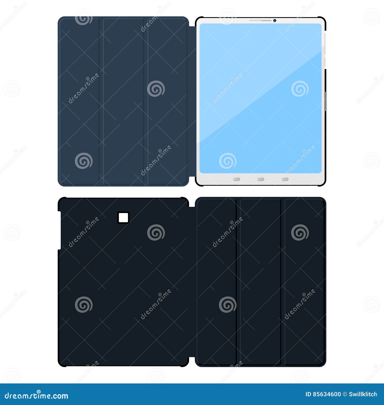 Flat Tablet Pc Cases. Opened Inside, Outside Stock Vector ...