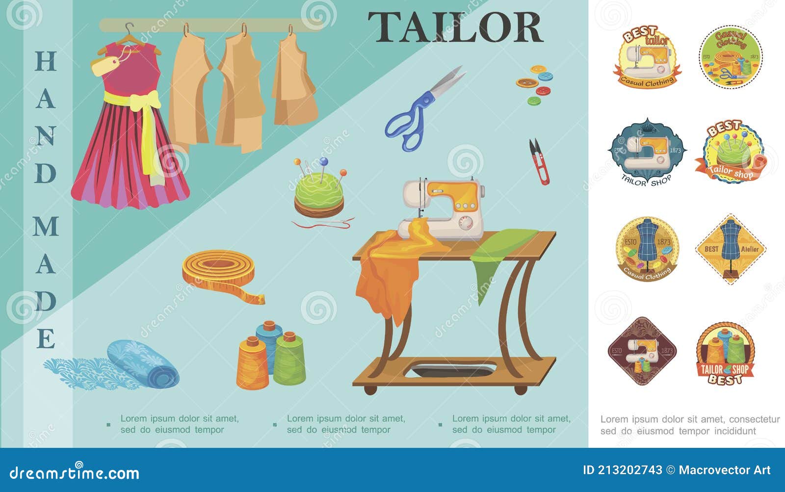 Flat Tailoring Template Vector Illustration | CartoonDealer.com #139364892