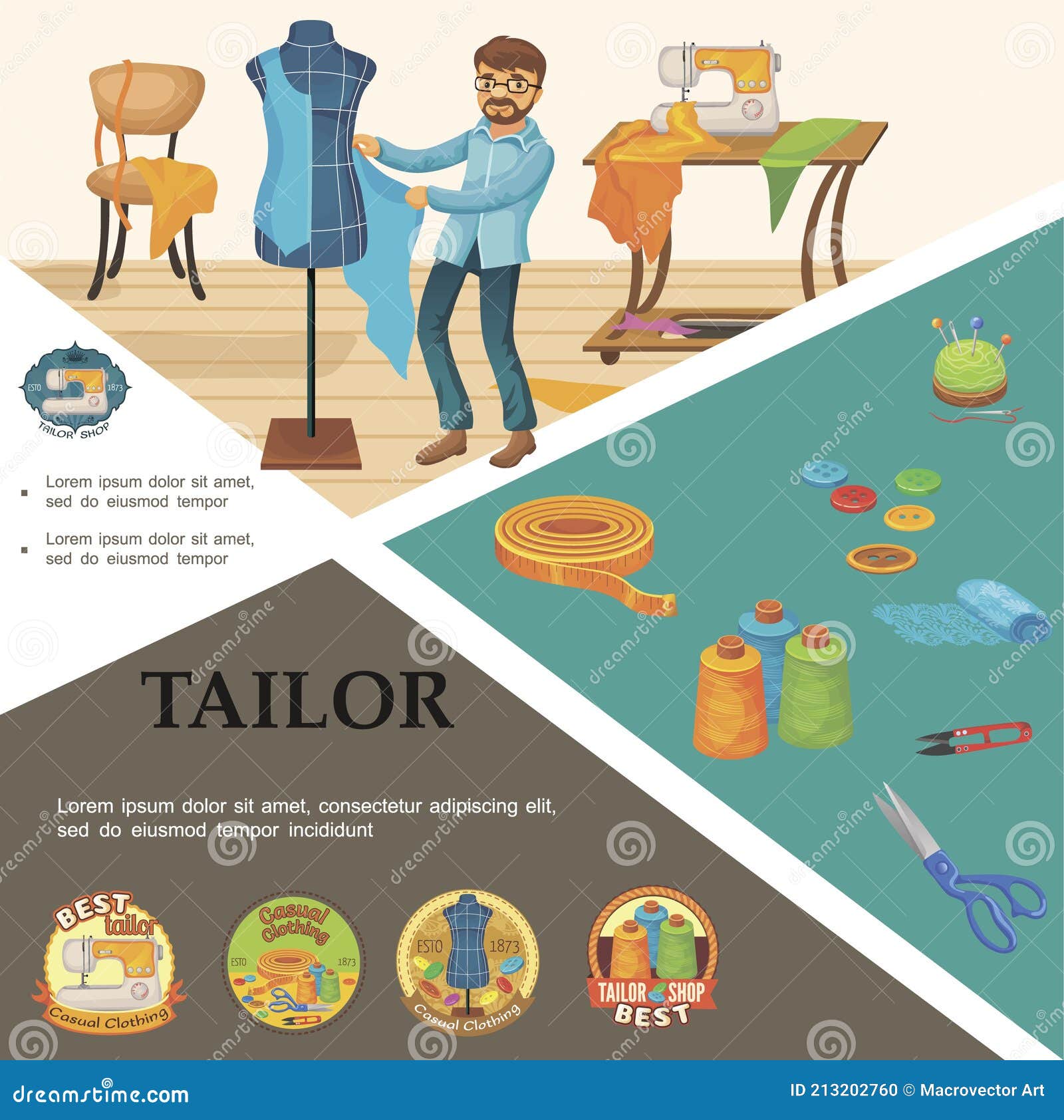 Flat Tailoring Template Vector Illustration | CartoonDealer.com #139364892