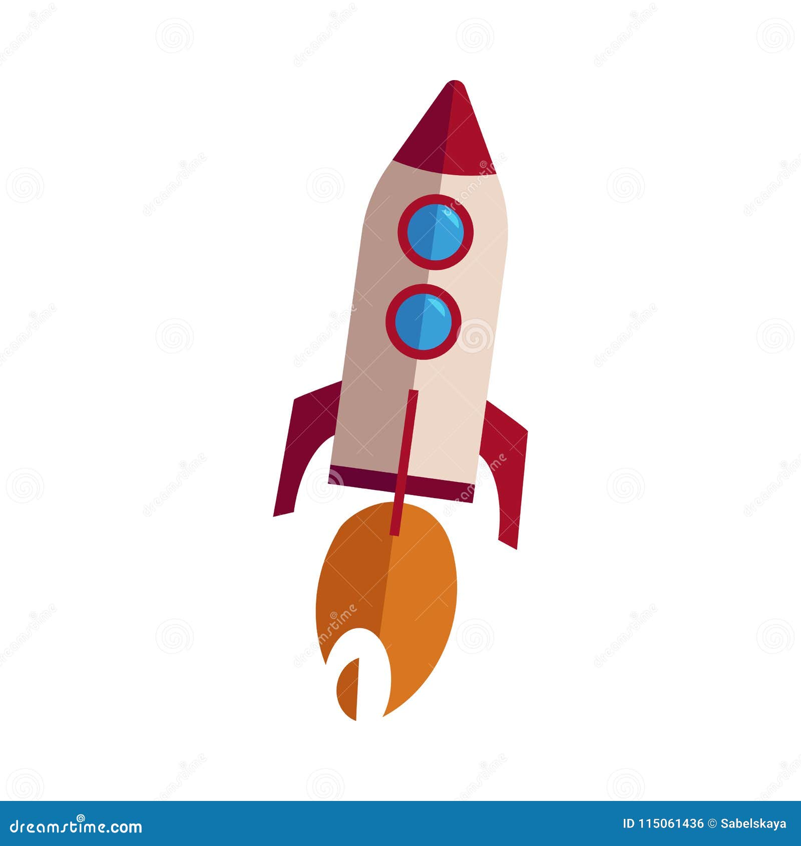 Vector Rocket Taking Off with Fire Stock Vector - Illustration of icon ...