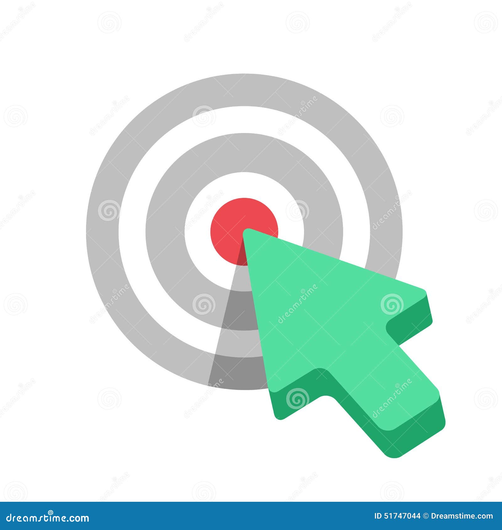 Flat Target Icon with Green Arrow Cursor. Stock Vector - Illustration ...