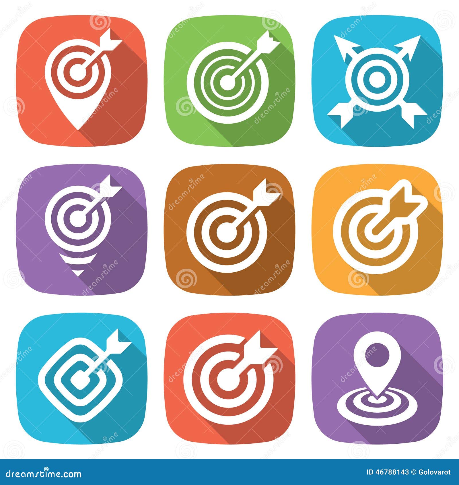 FLat Target Icon Pack with Shadow. Vector Stock Vector - Illustration ...