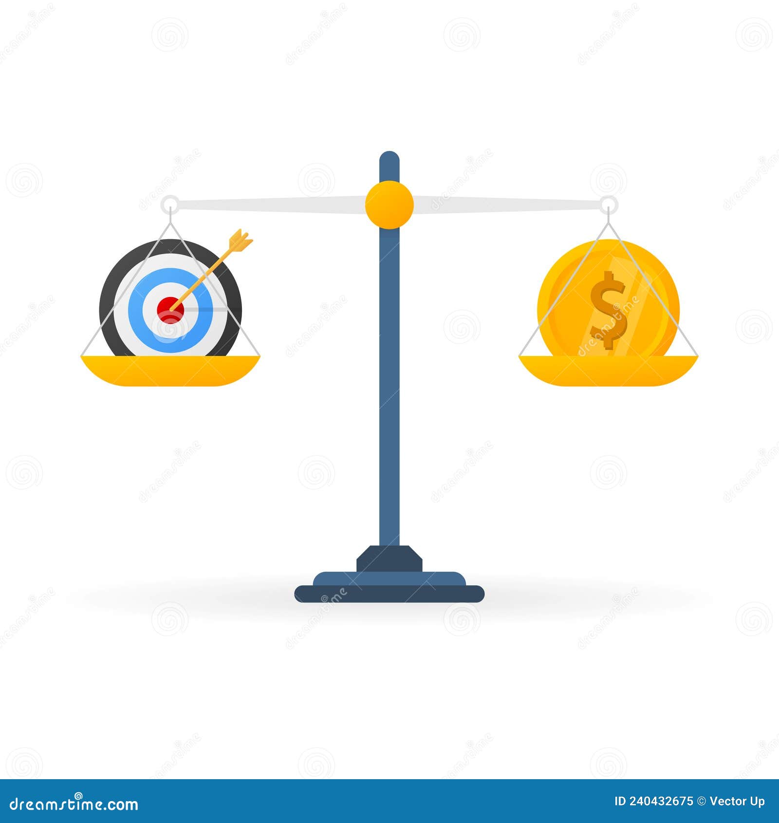 Flat Target Vs Money on Scales. Time Management Stock Vector ...