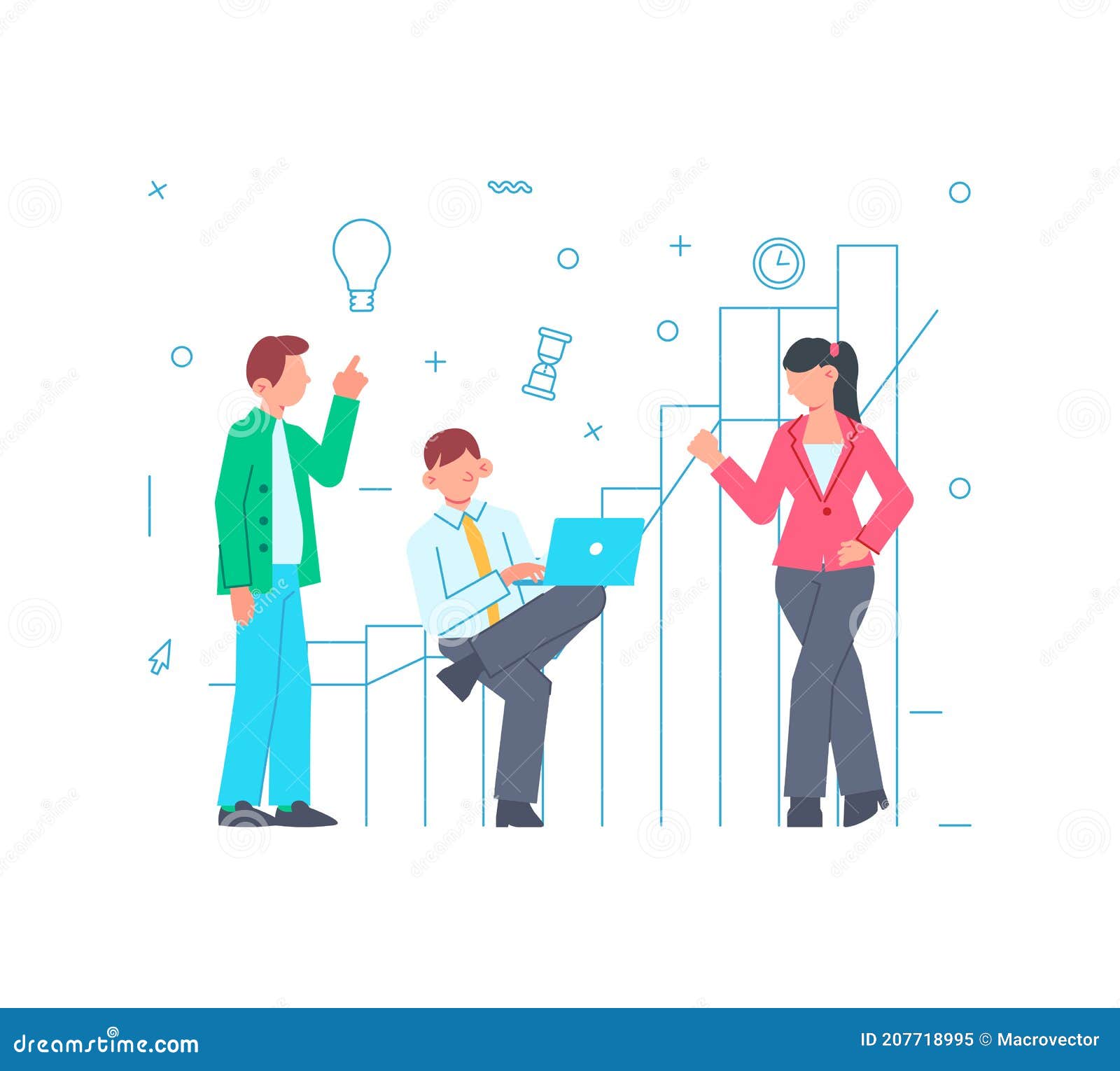 Flat Team Work Concept stock illustration. Illustration of development ...