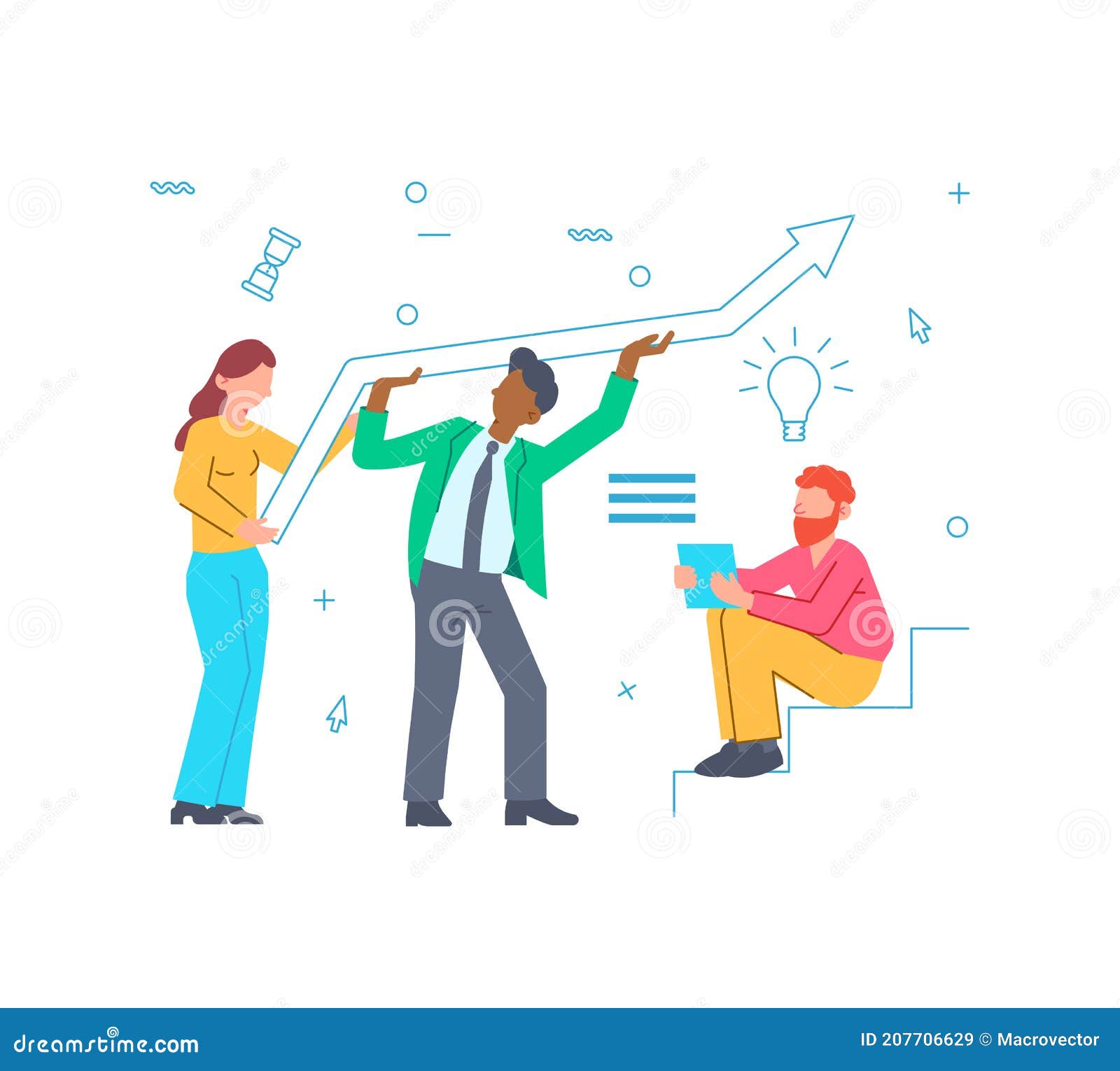 Flat Team Work Concept stock illustration. Illustration of progress ...
