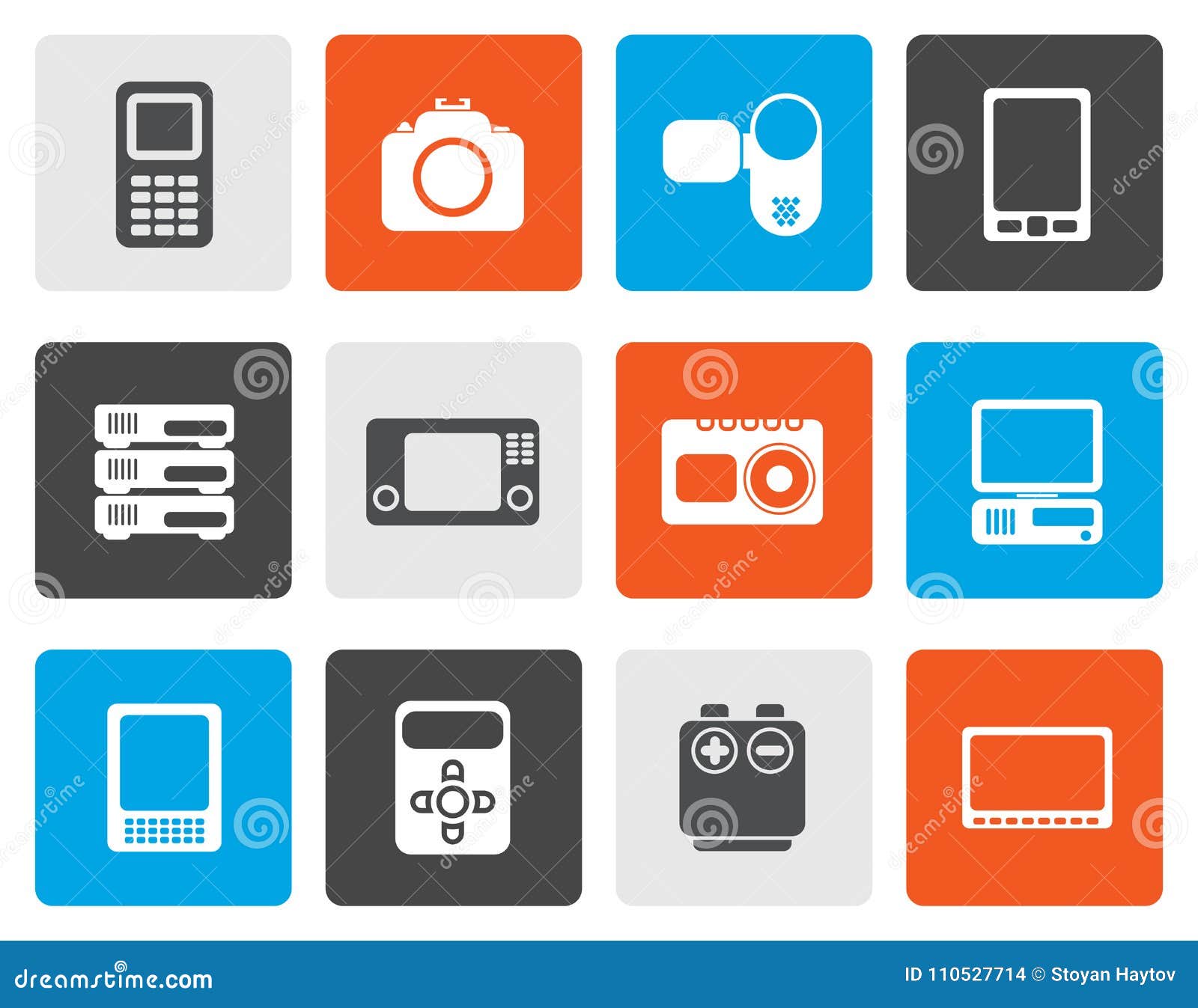 Flat Technical, Media and Electronics Icons Stock Vector - Illustration ...