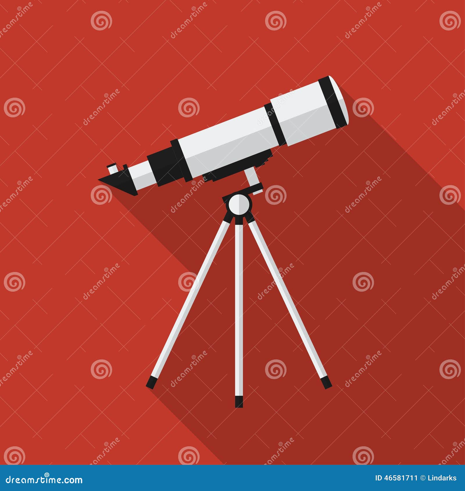 Flat Telescope with Long Shadow. Vector Icon Stock Vector - Illustration of scope, isolated ...