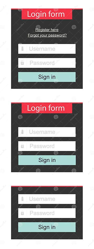 Flat Template Design of Login Form in Several Variants Stock Vector ...