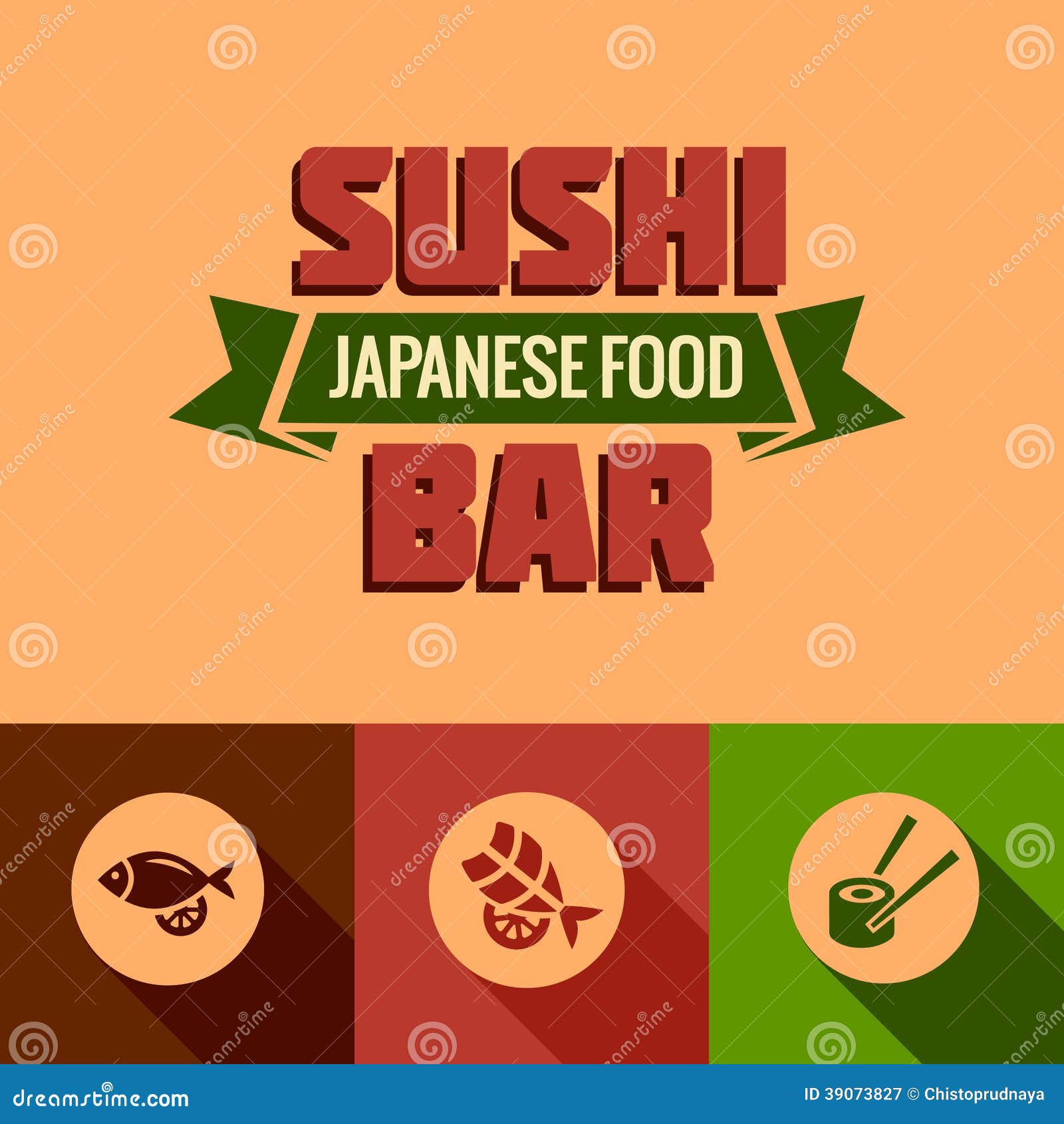 Flat Template of Sushi Bar Menu Stock Vector - Illustration of life ...