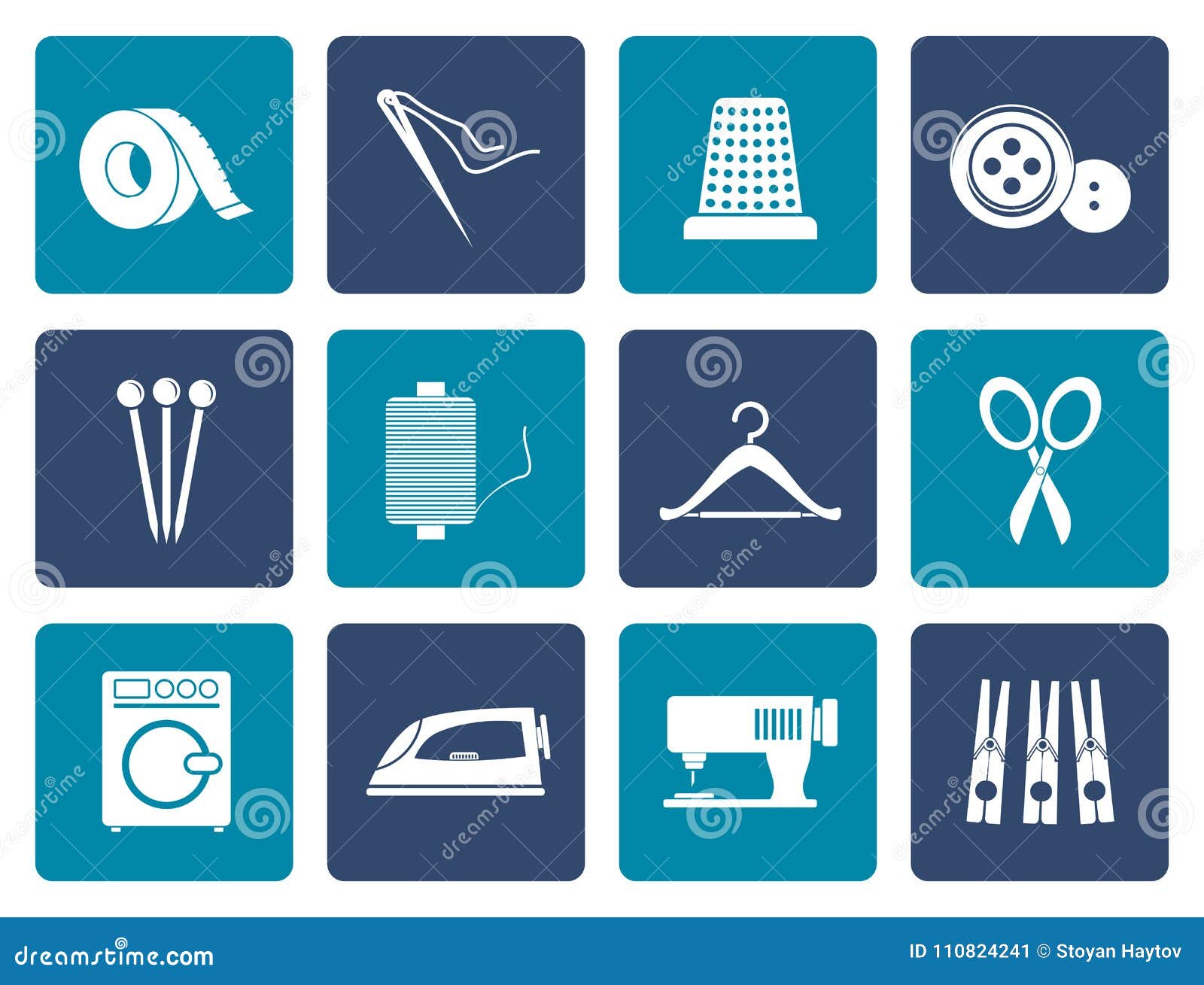 Flat Textile Objects and Industry Icons Stock Vector - Illustration of ...