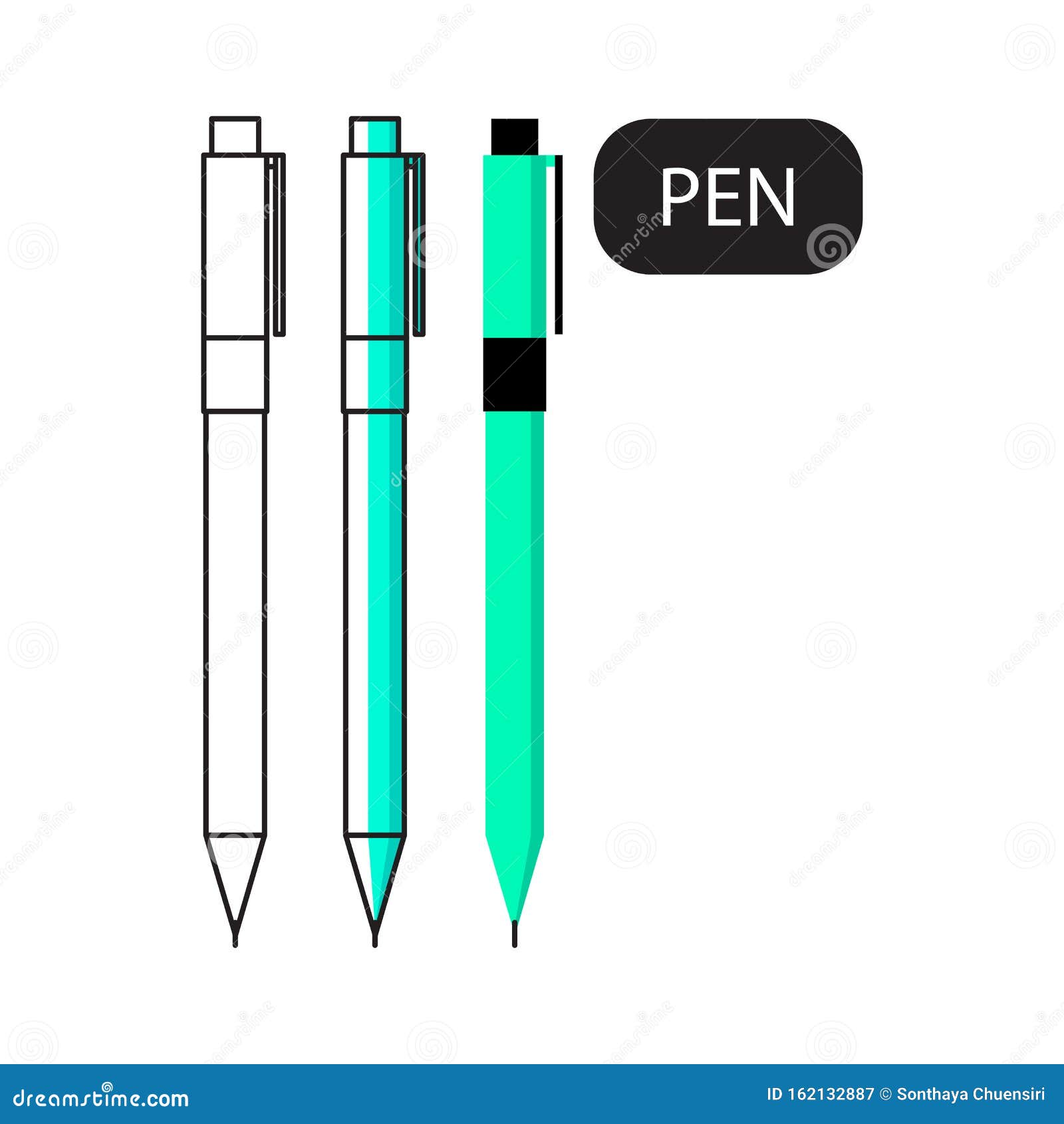 Flat and Thin Line Icons for Pen,vector Illustrations Stock Vector ...