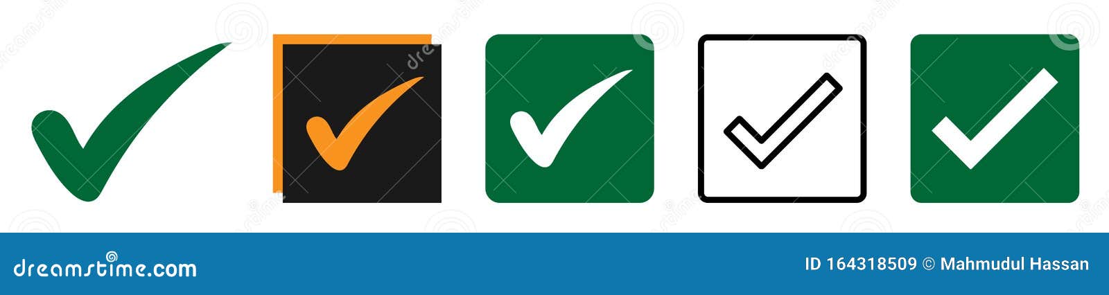 Flat Tick Mark Icon Set, Check Mark Icon â€“ Vector Stock Illustration ...