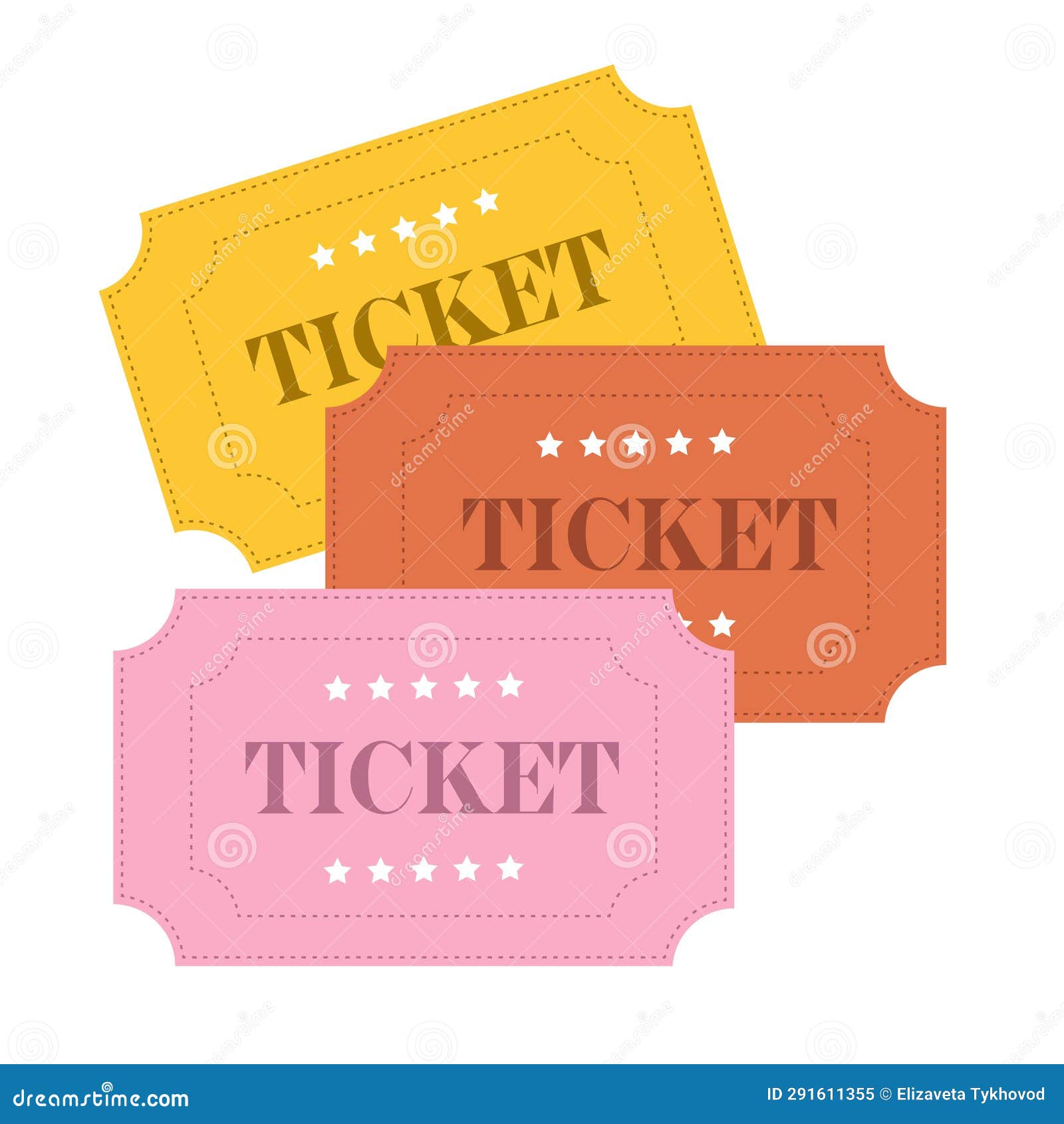 Flat Ticket Icon Vector Illustration Isolated on White Background Stock ...
