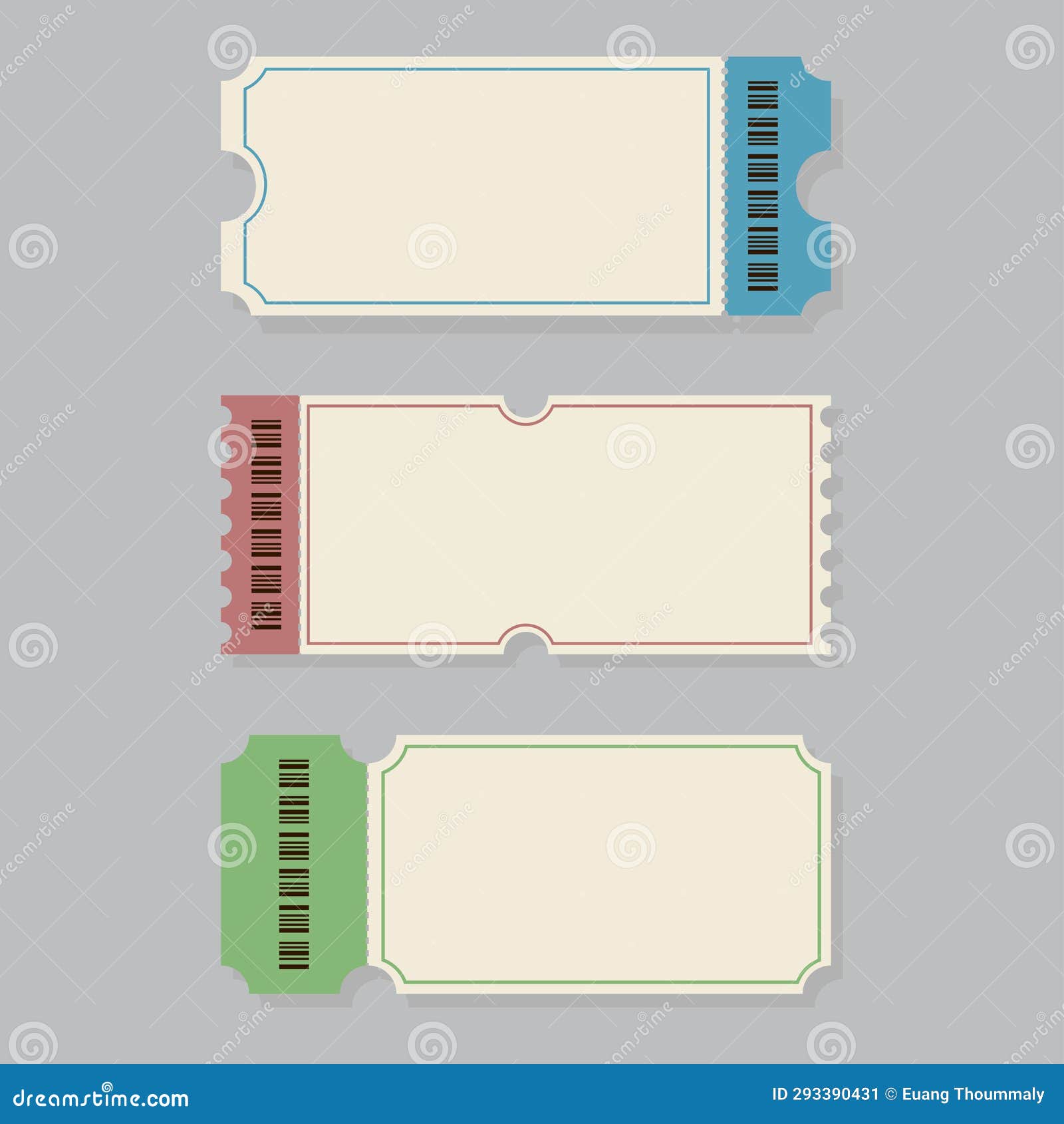 Flat Ticket Template with Barcode Stock Illustration - Illustration of ...