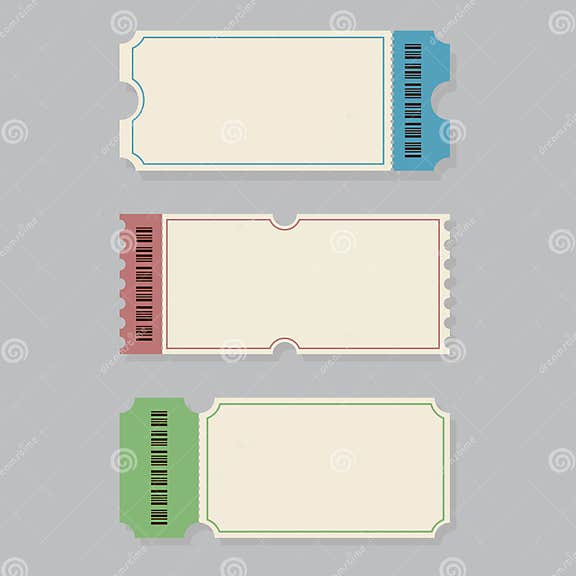 Flat Ticket Template with Barcode Stock Illustration - Illustration of ...