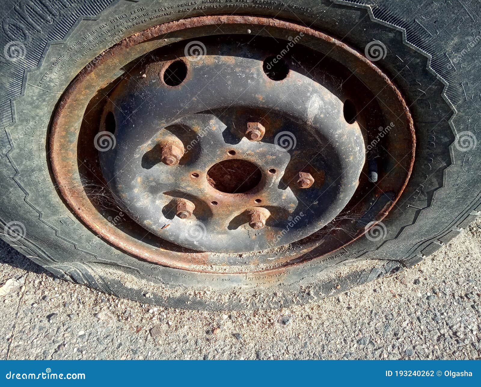 Flat Tire and Rusty Car, Old Car Elements Stock Photo - Image of aged ...