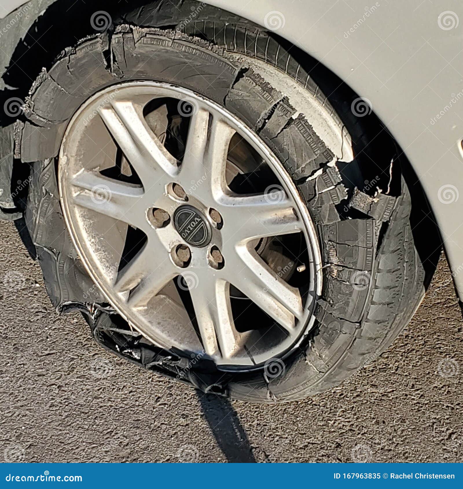 Flat Tire Shredded To Pieces Stock Image - Image of tire, shredded ...