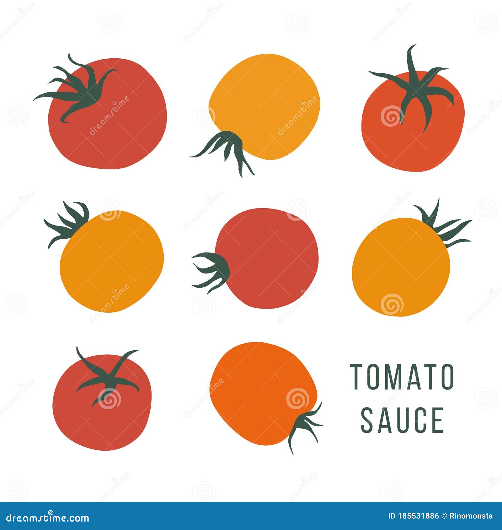 Set of Flat Tomatoes on the White Background Stock Vector ...