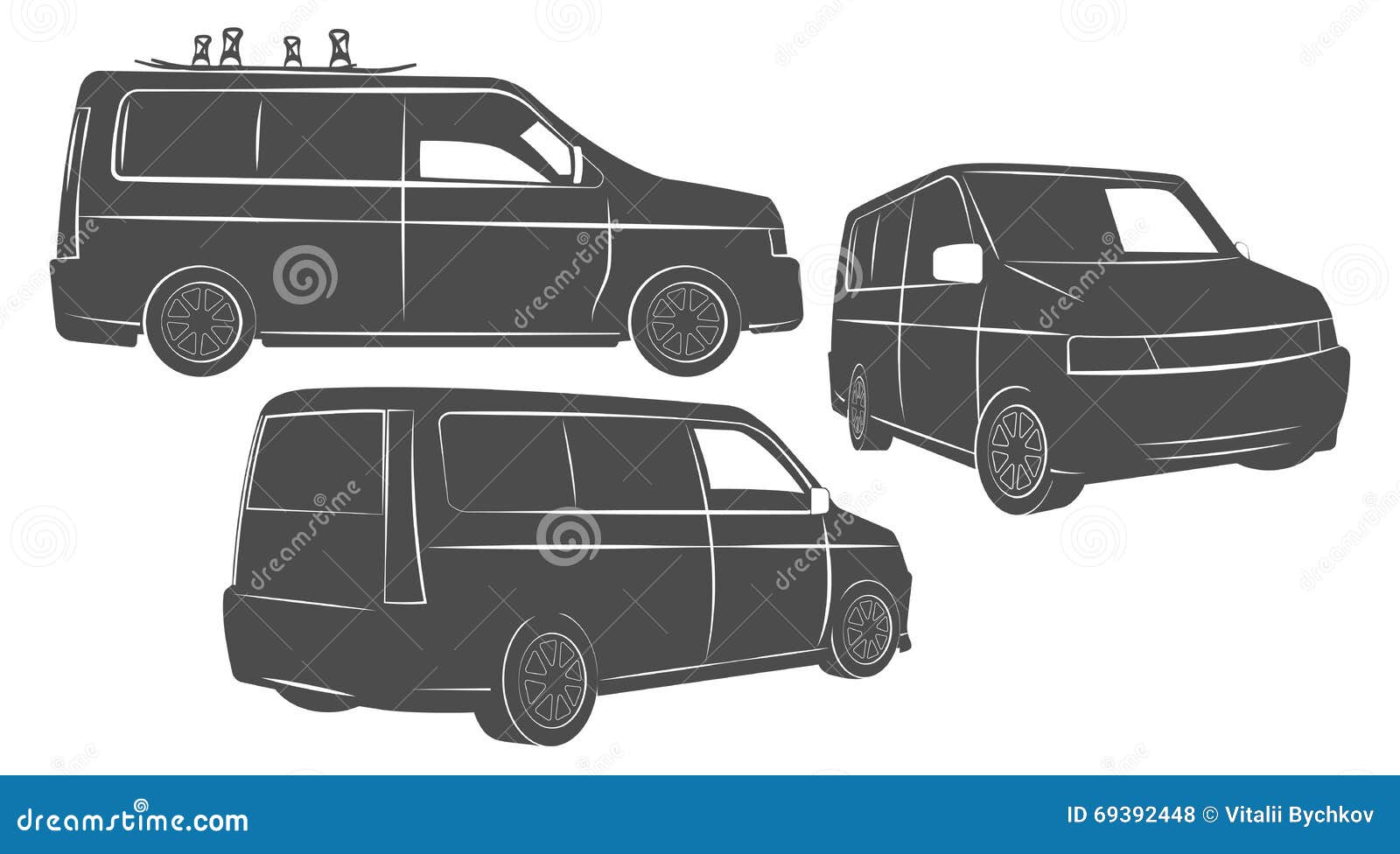 Flat Tourist Van in Perspective Stock Vector - Illustration of camper ...