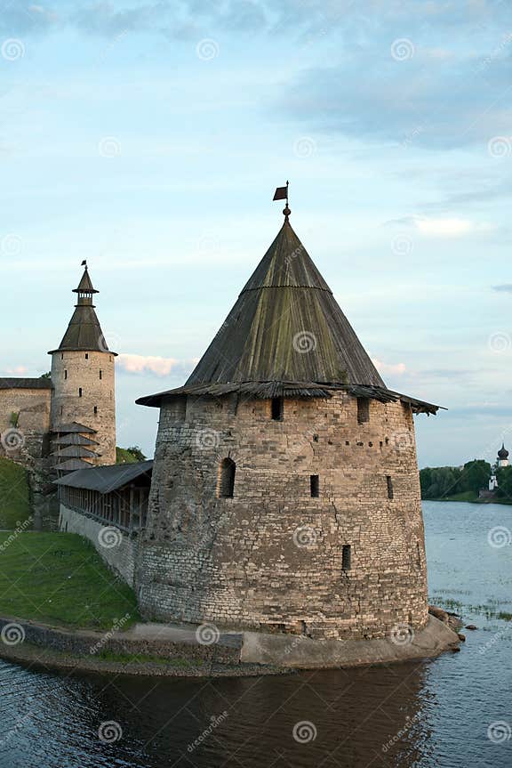 Flat tower. stock photo. Image of castle, ancient, summer - 95839498