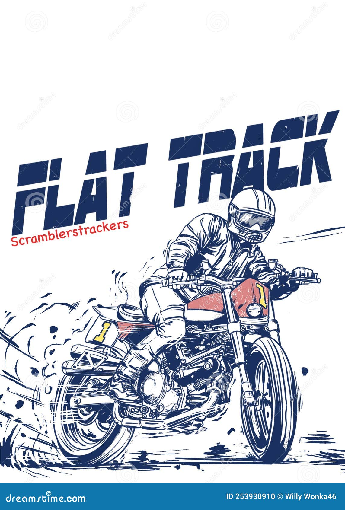 Flat Tracker Bikers Ilustration Stock Illustration - Illustration of ...