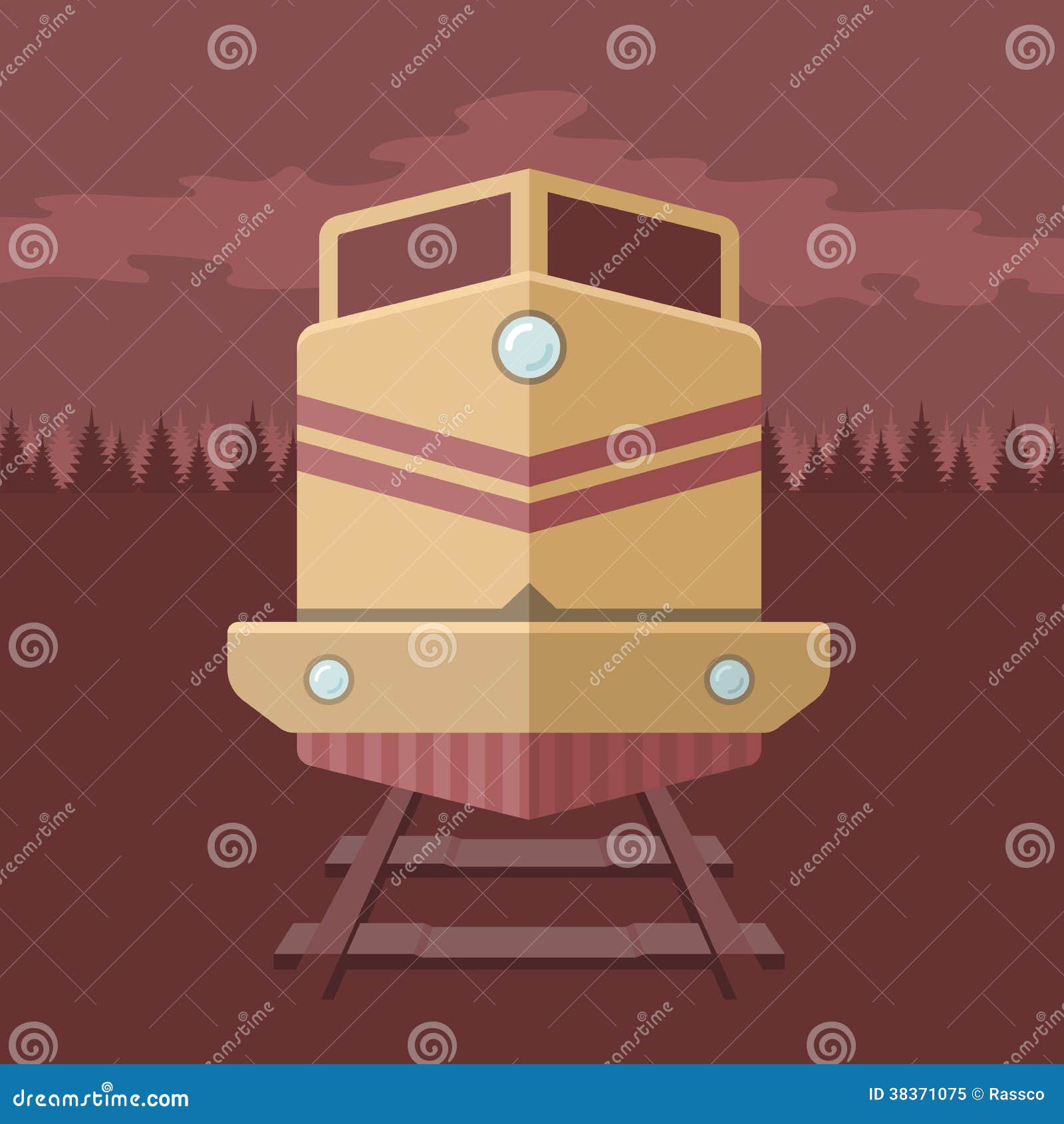 Flat train illustration stock vector. Illustration of line - 38371075