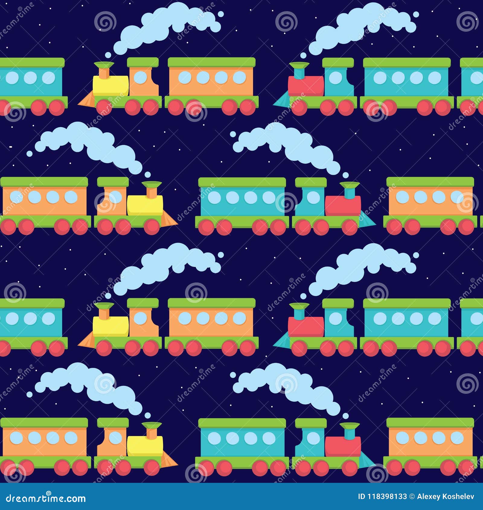 Flat Train Seamless Pattern Stock Illustration - Illustration of blue ...