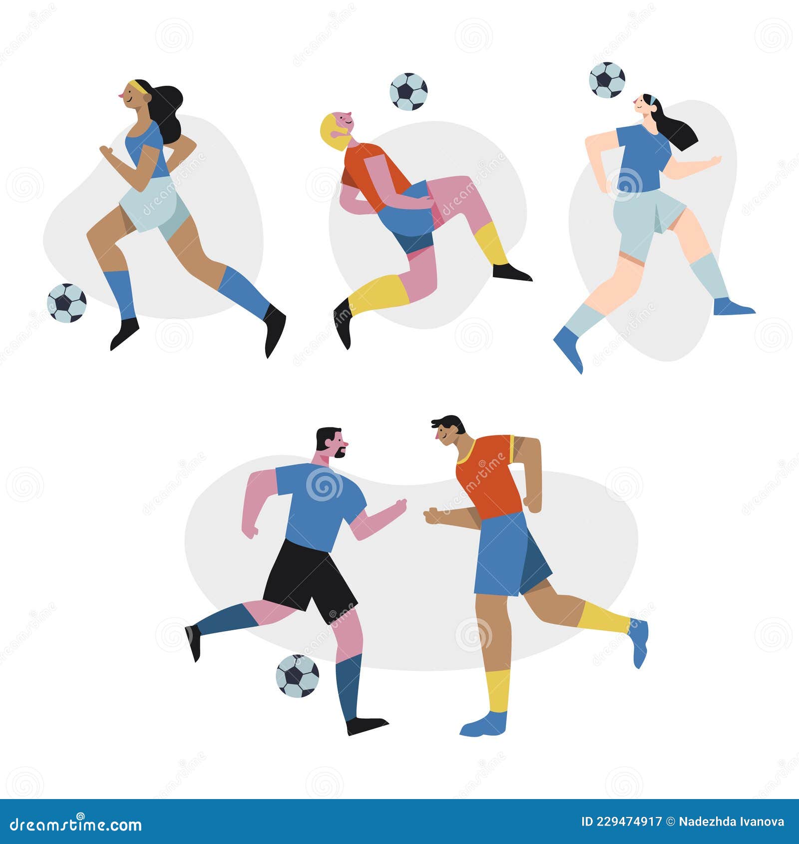 Flat Training Football Players Pack Vector Illustration. Stock Vector ...