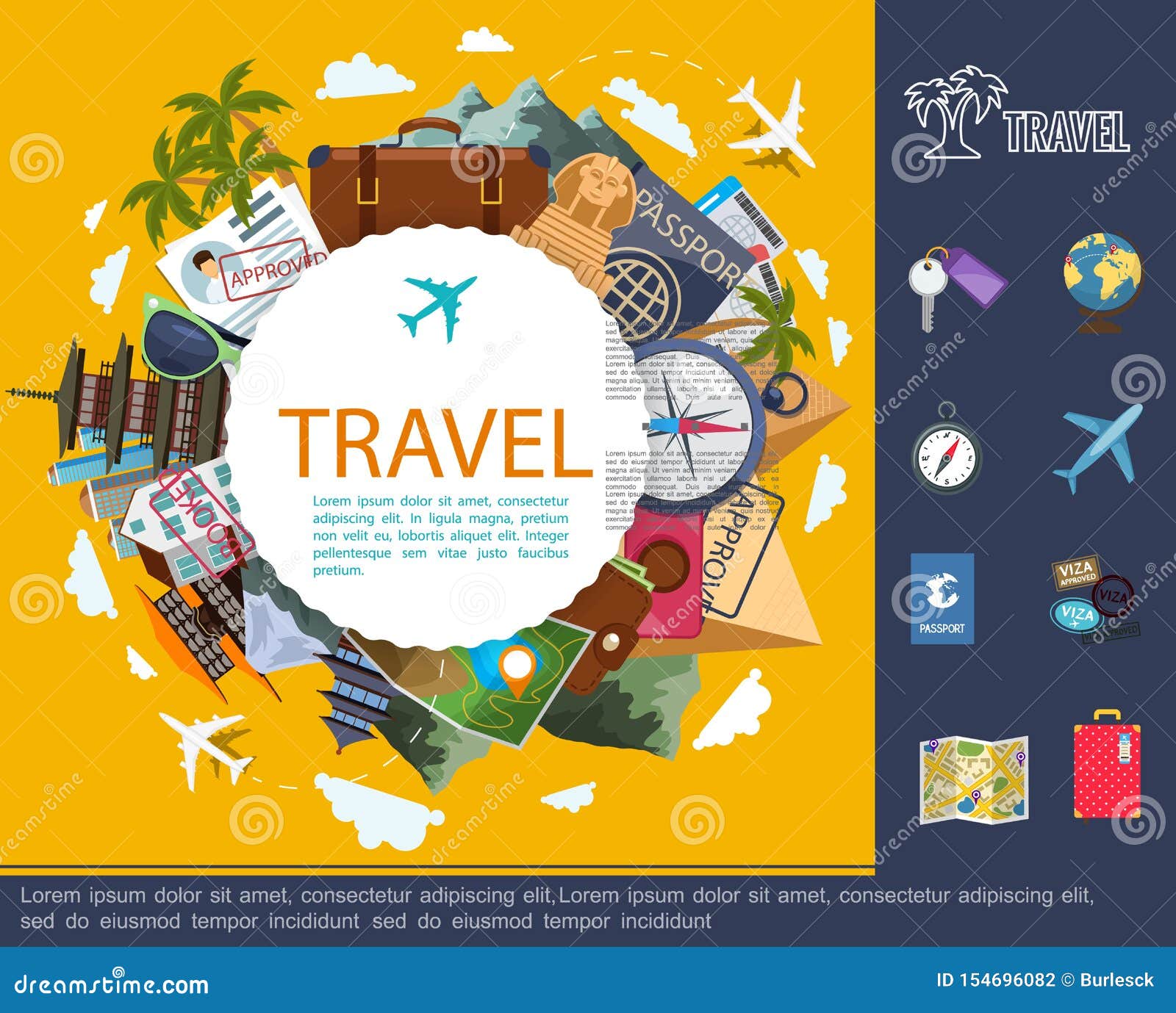 Flat Travel Around World Concept Stock Vector - Illustration of design ...
