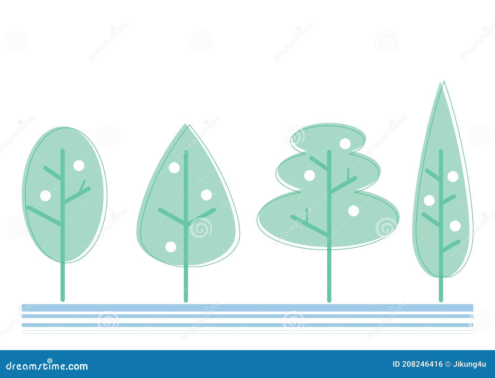 Flat tree cartoon stock vector. Illustration of pastel - 208246416