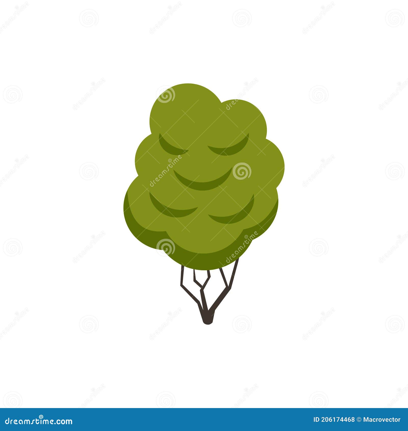 Flat Tree Illustration stock vector. Illustration of emblem - 206174468