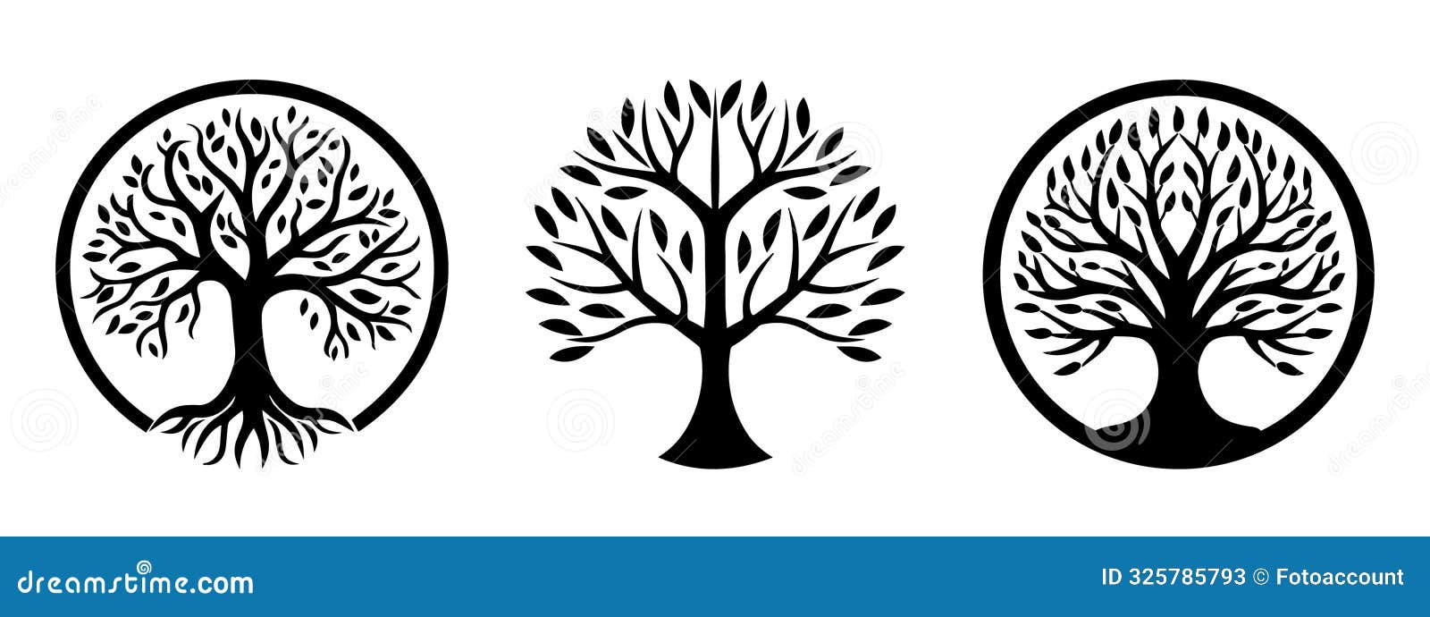 Flat Tree Logo Icons Set - Different Vector Illustrations Isolated on ...