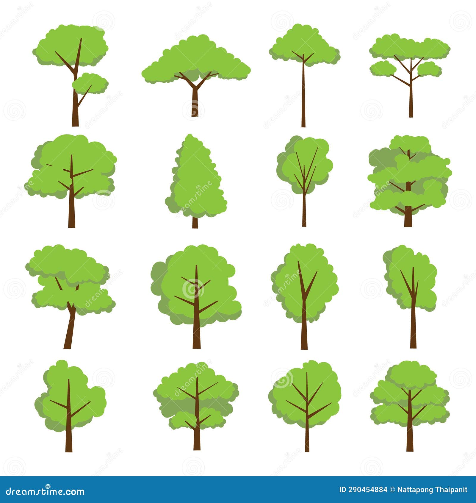 Flat Trees Set. Forest Tree Nature Plant Isolated Stock Vector ...