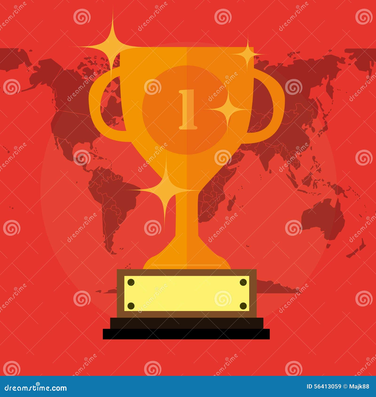Flat Trophy with Stars and Number Stock Illustration - Illustration of ...