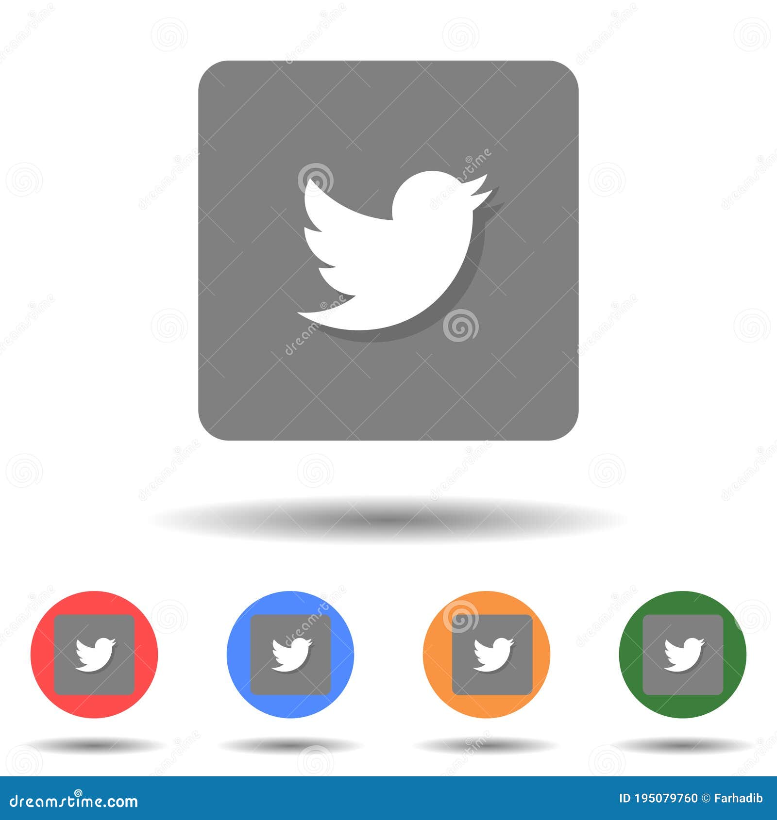 Flat Twitter Icon Vector Logo Editorial Image - Illustration of animal ...