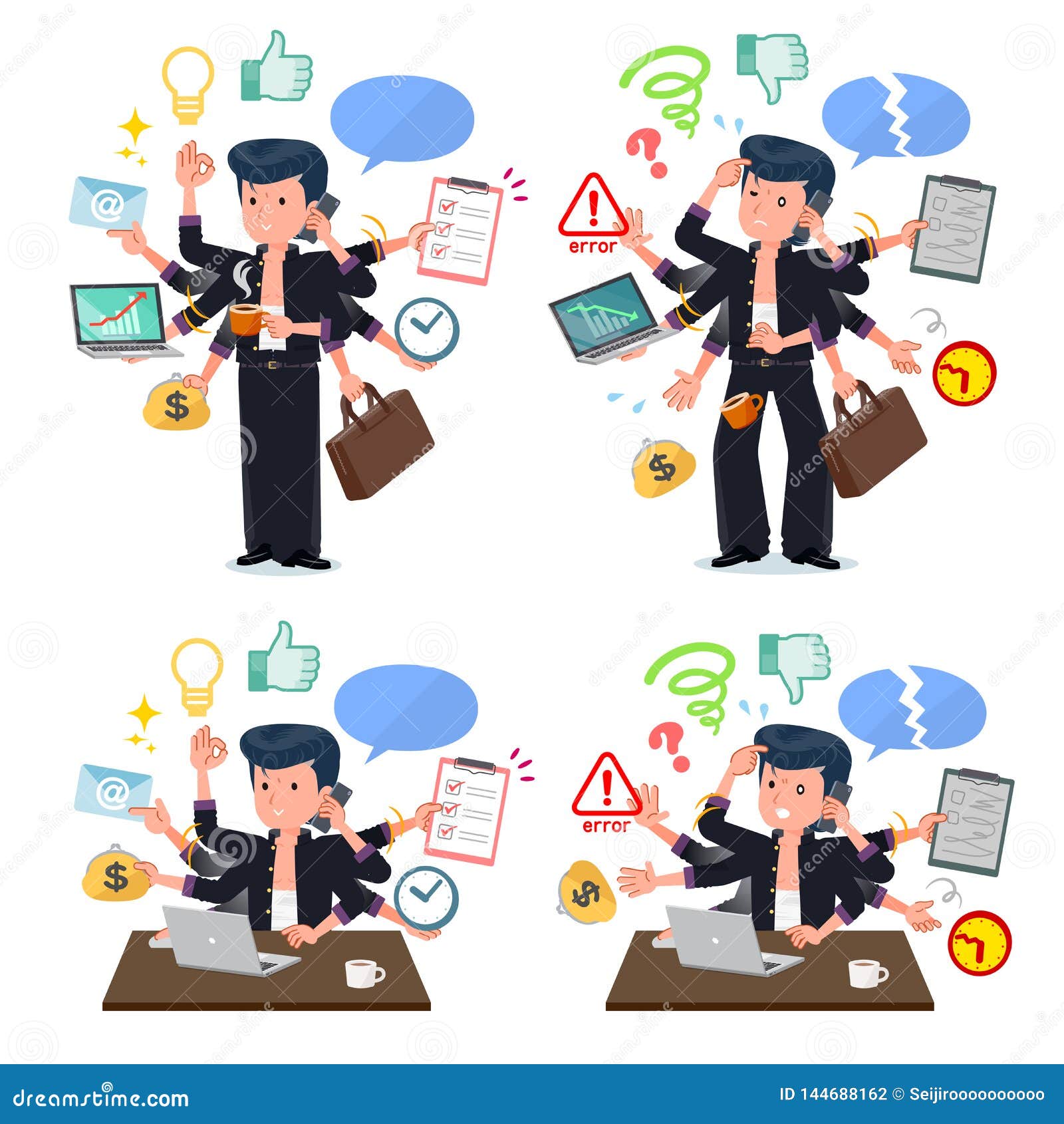 Flat Type Bad Student Boy_mulch Task Office Stock Vector - Illustration ...