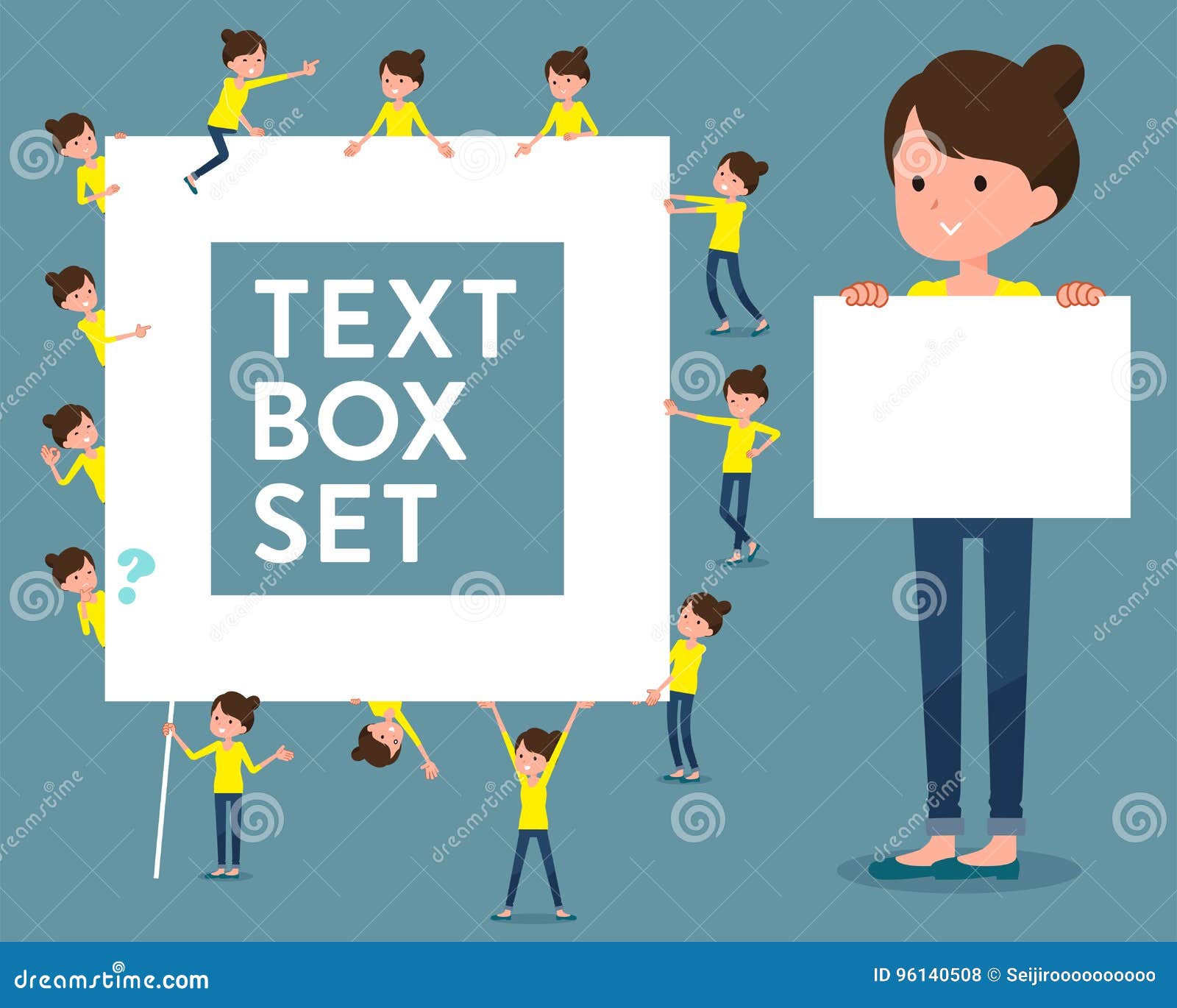 Flat Type Bun Hair Mom_text Box Stock Vector - Illustration of people ...