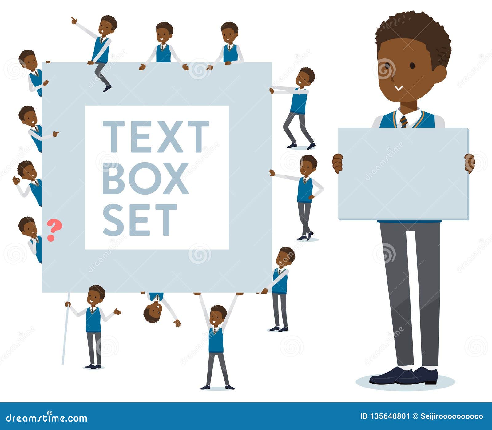 Flat Type School Boy Black_text Box Stock Vector - Illustration of ...