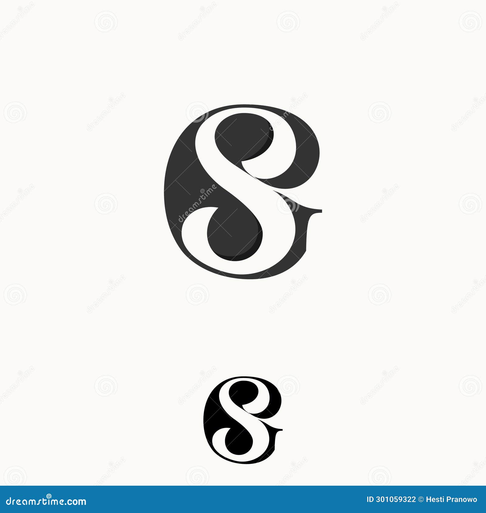 Flat Typography Initial Letter GS Logo Gray Color Stock Vector ...