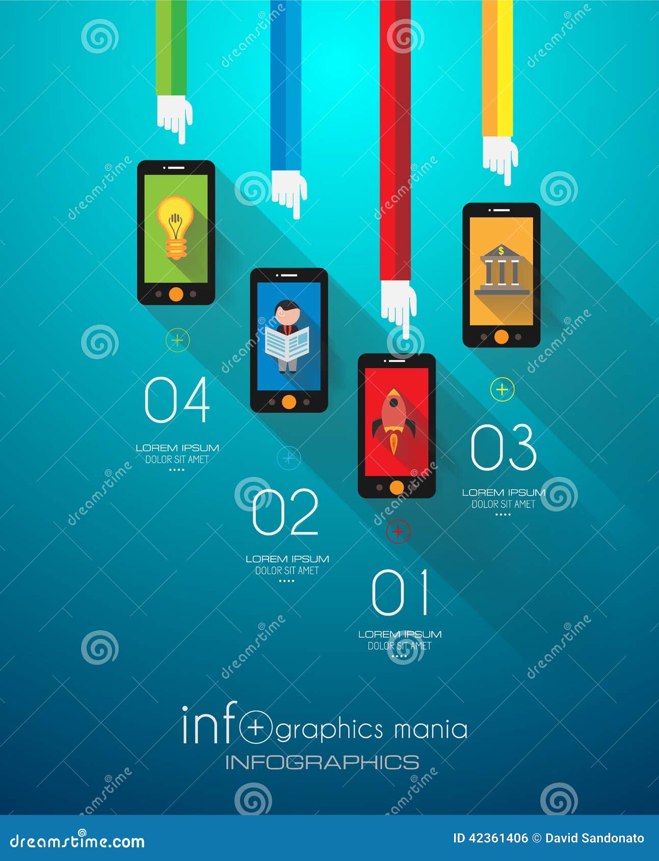 Flat UI Design Concepts For Unique Infographics Vector Illustration ...
