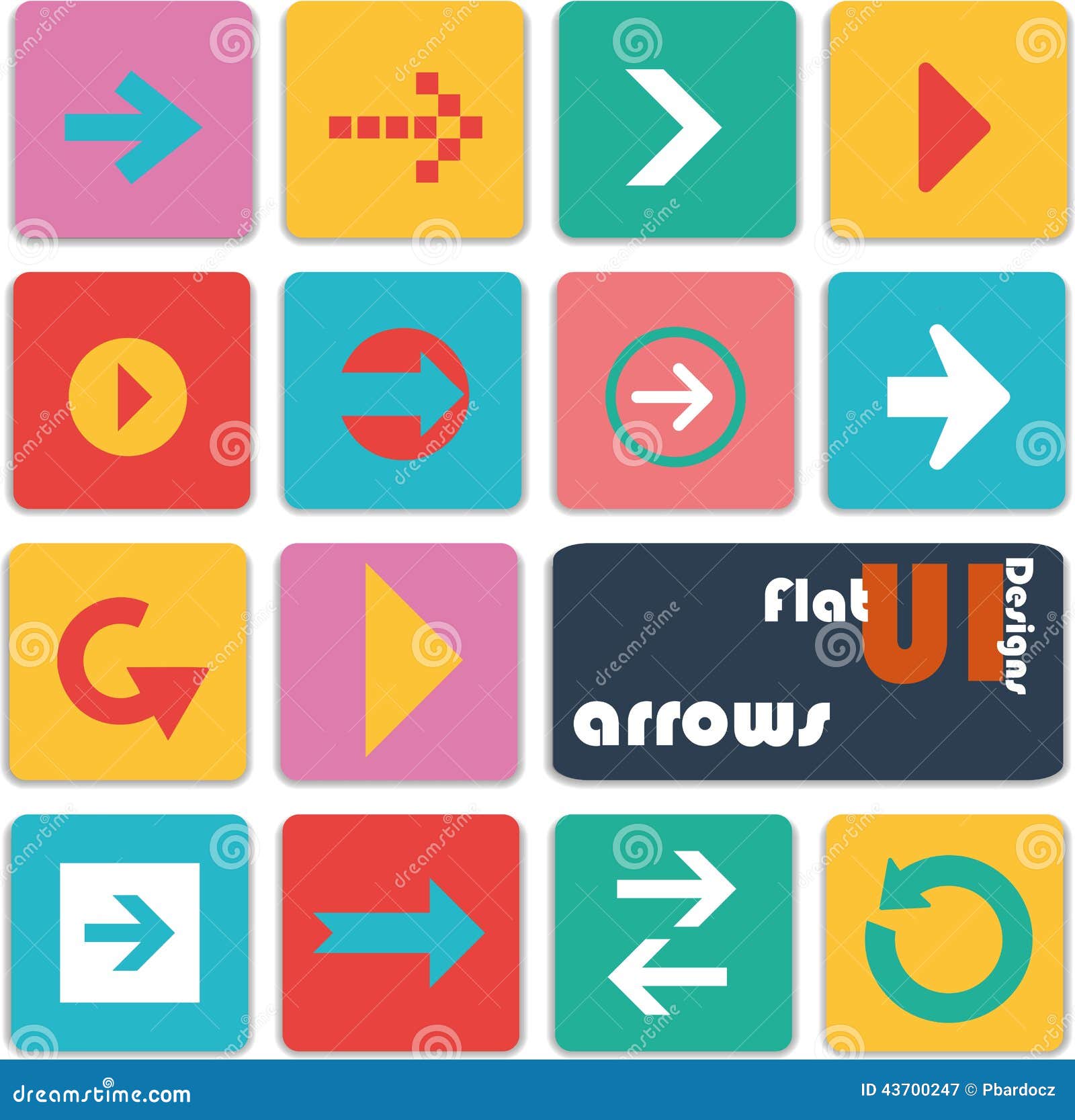 Flat Ui Design Icons. Arrows. Stock Vector - Illustration of pastel ...