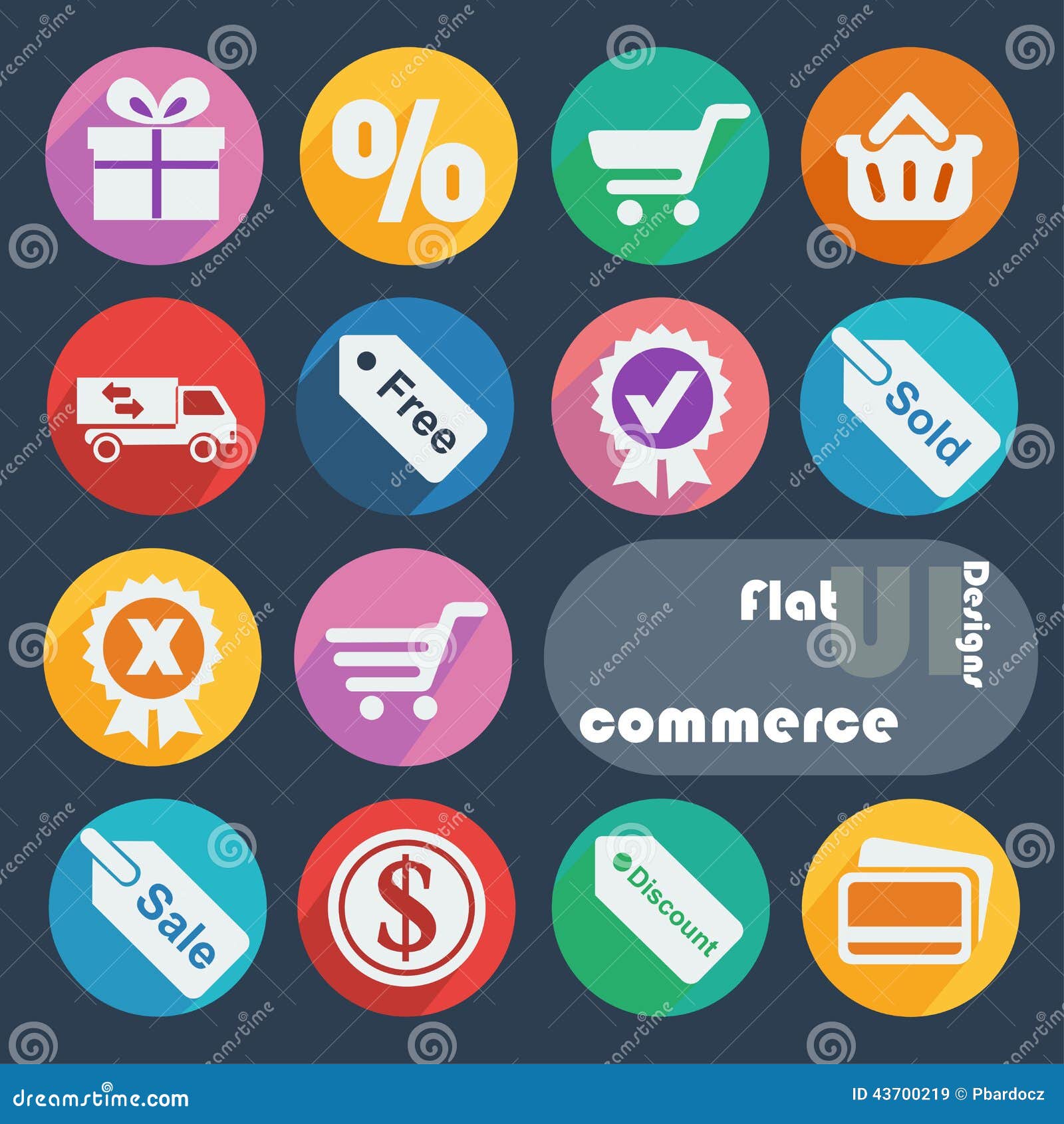 Flat Ui Design Icons - Commerce. Stock Vector - Illustration of cash ...