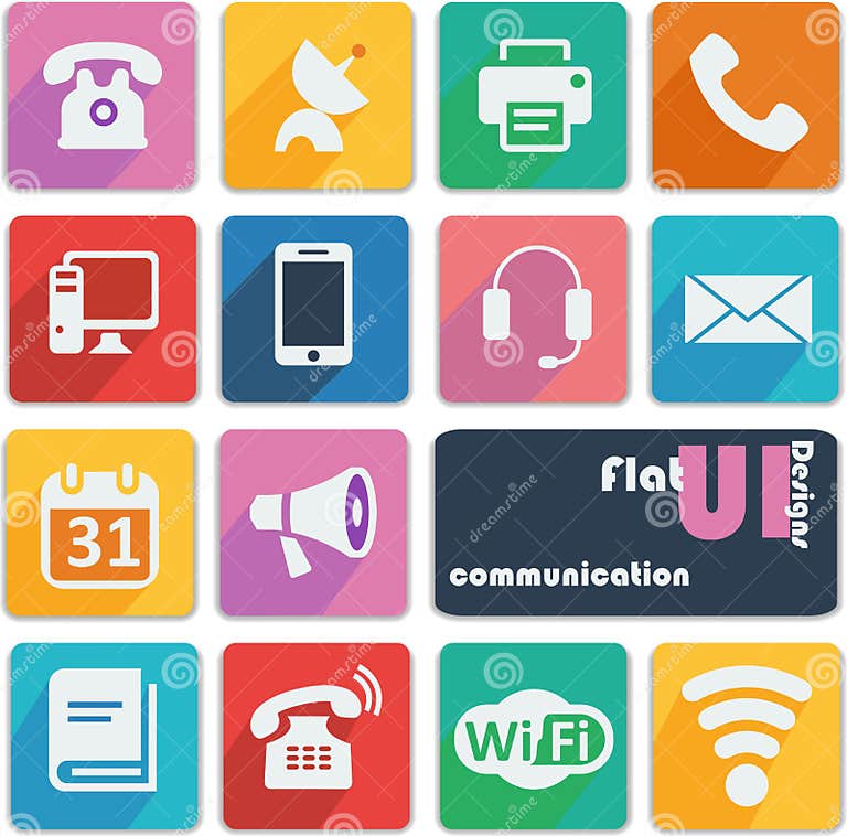 Flat Ui Design Icons - Communication Stock Vector - Illustration of ...