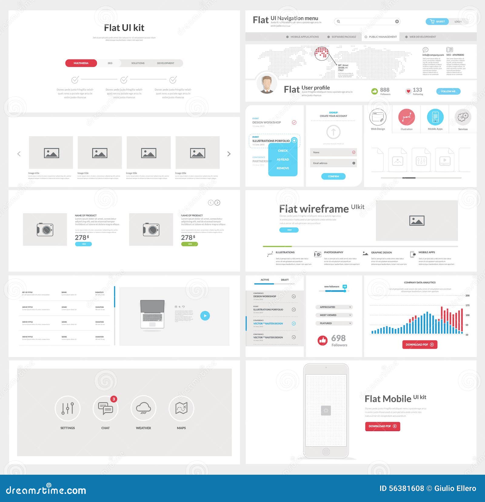 Flat UI Element Kit for Business Templates Stock Vector - Illustration ...