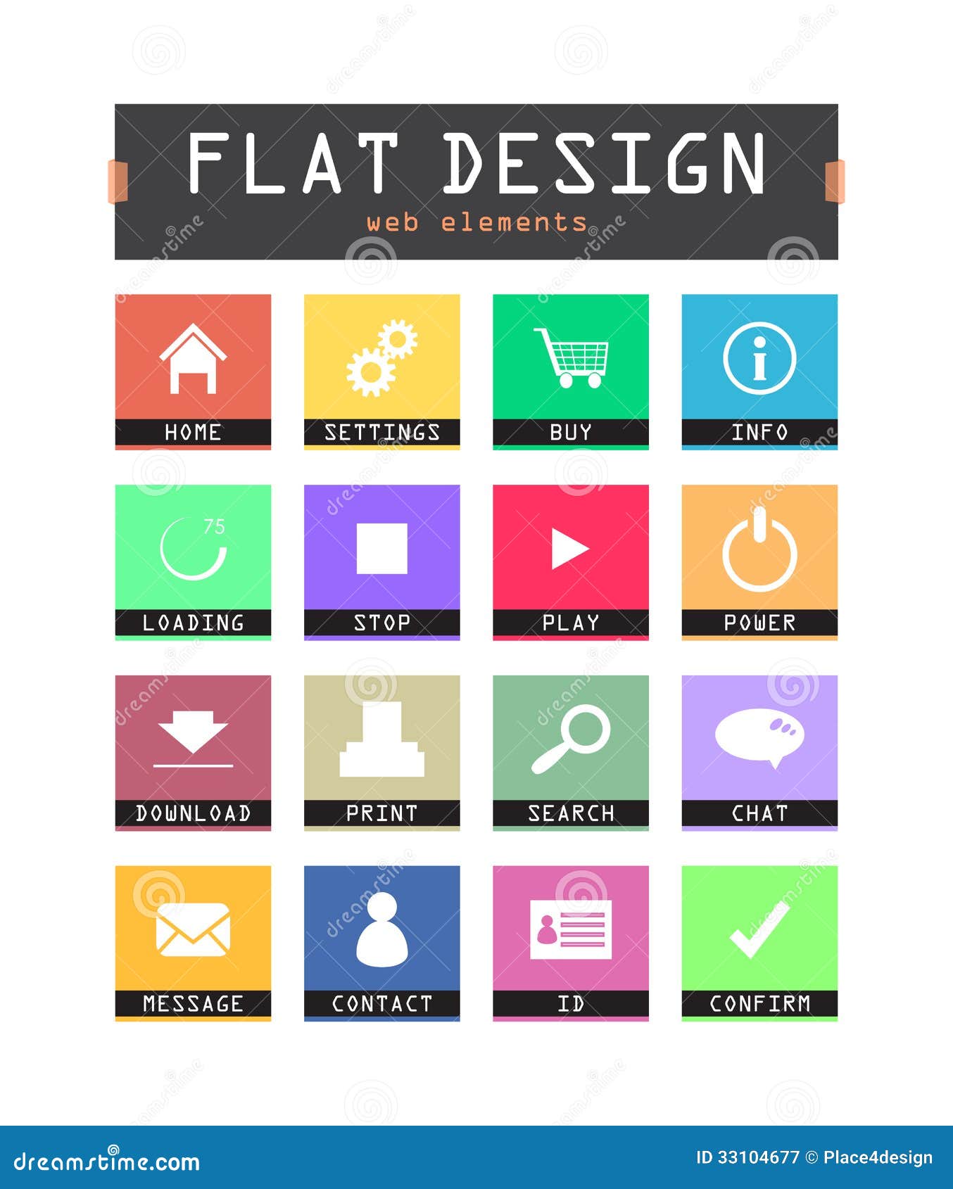 Flat ui icons stock vector. Illustration of play, banner - 33104677