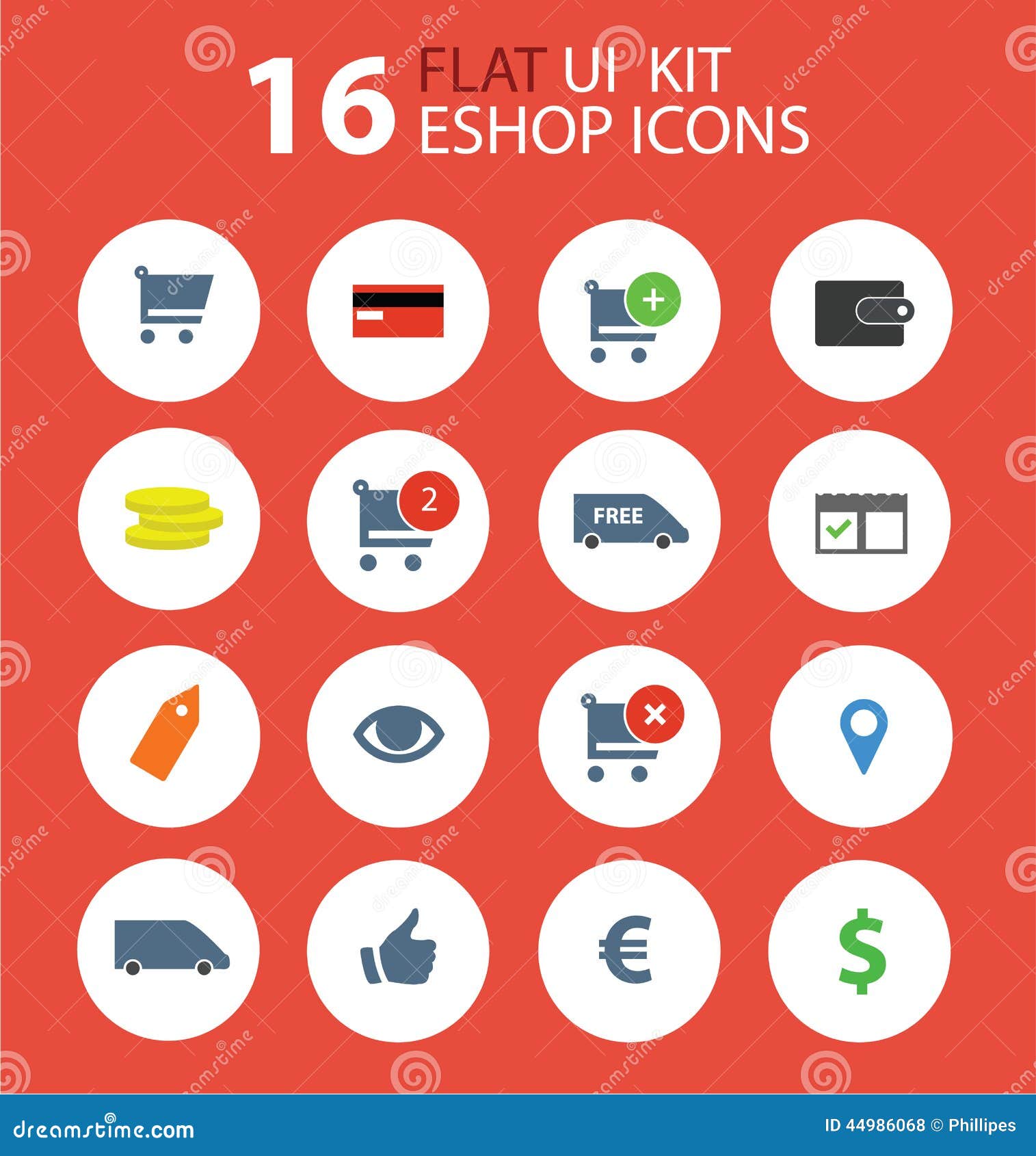 Flat Ui Kit Eshop Design Icons Vector Illustration | CartoonDealer.com ...