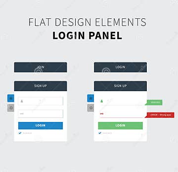 Flat Ui Kit Login Panel Design Stock Vector - Illustration of privacy ...