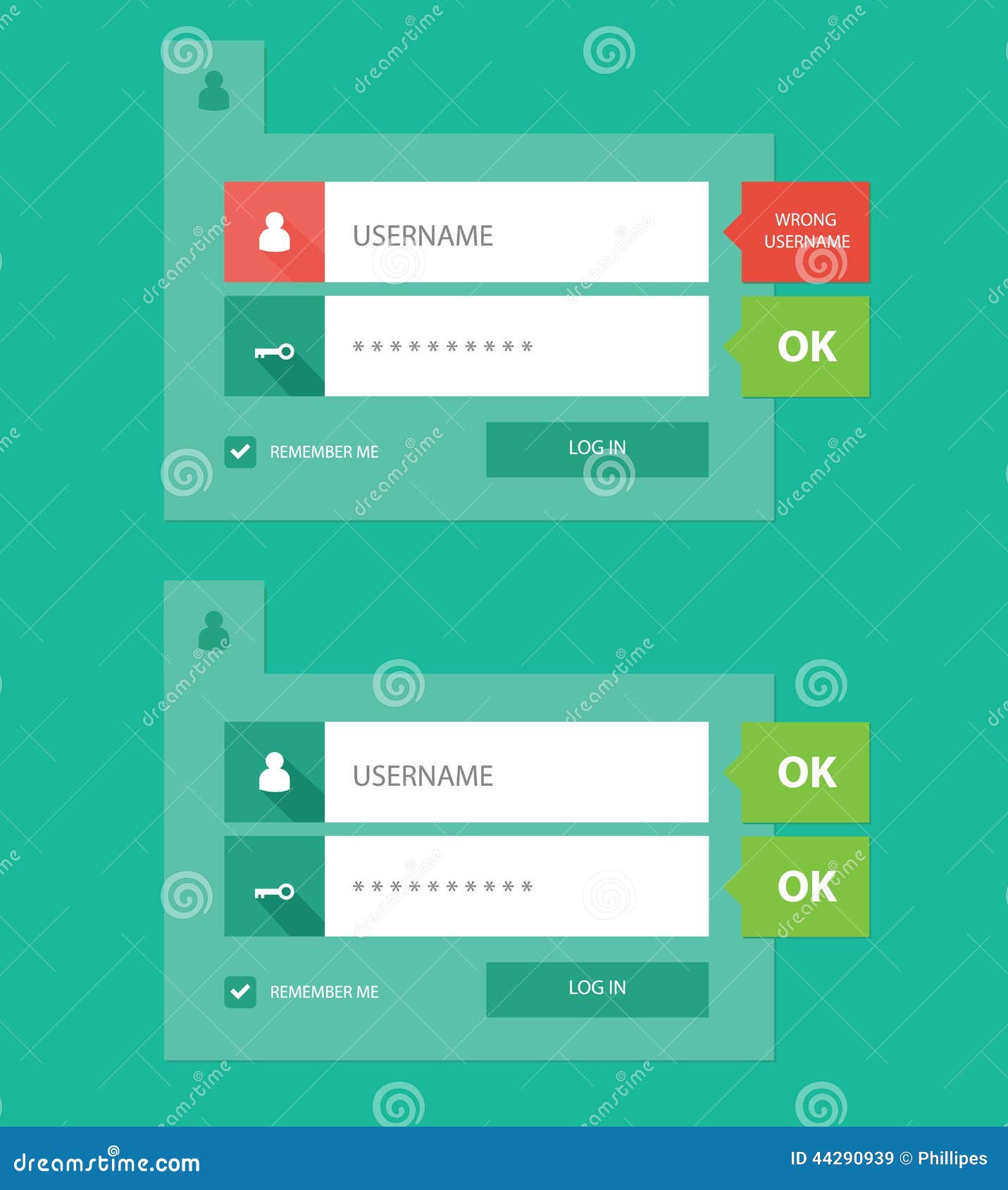 Flat Ui Kit Simple Login Bar Design Stock Vector - Illustration of ...
