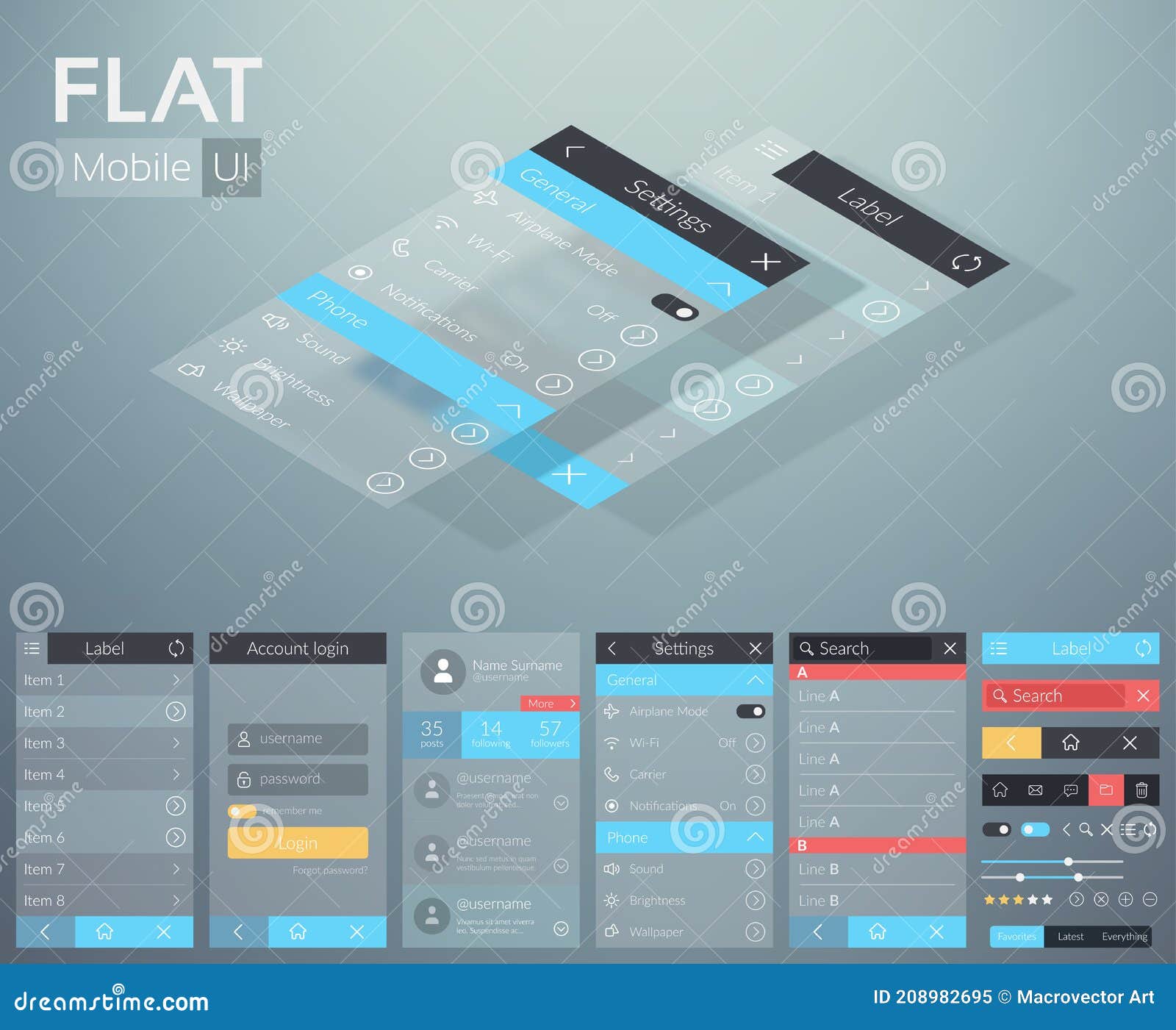Flat UI Mobile Menu Design Concept Stock Vector - Illustration of ...