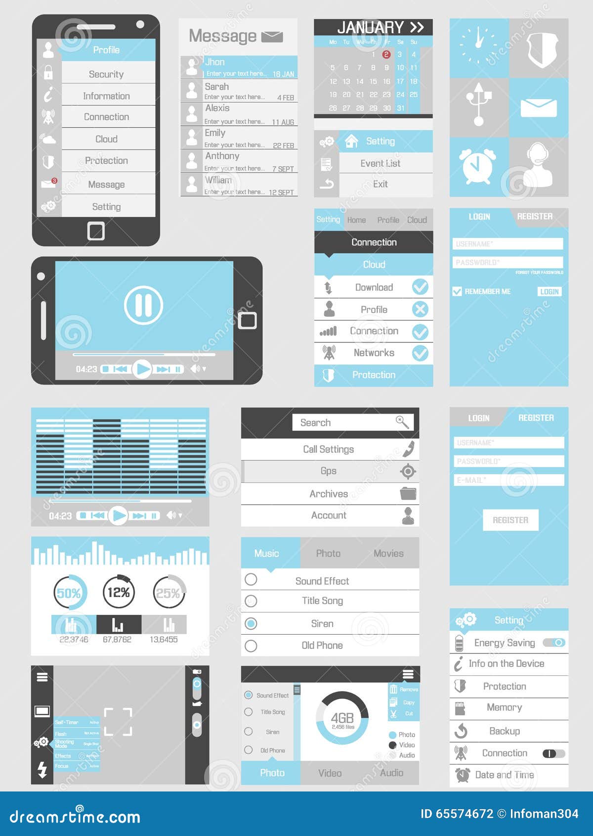 Flat ui mobile style stock vector. Illustration of information - 65574672